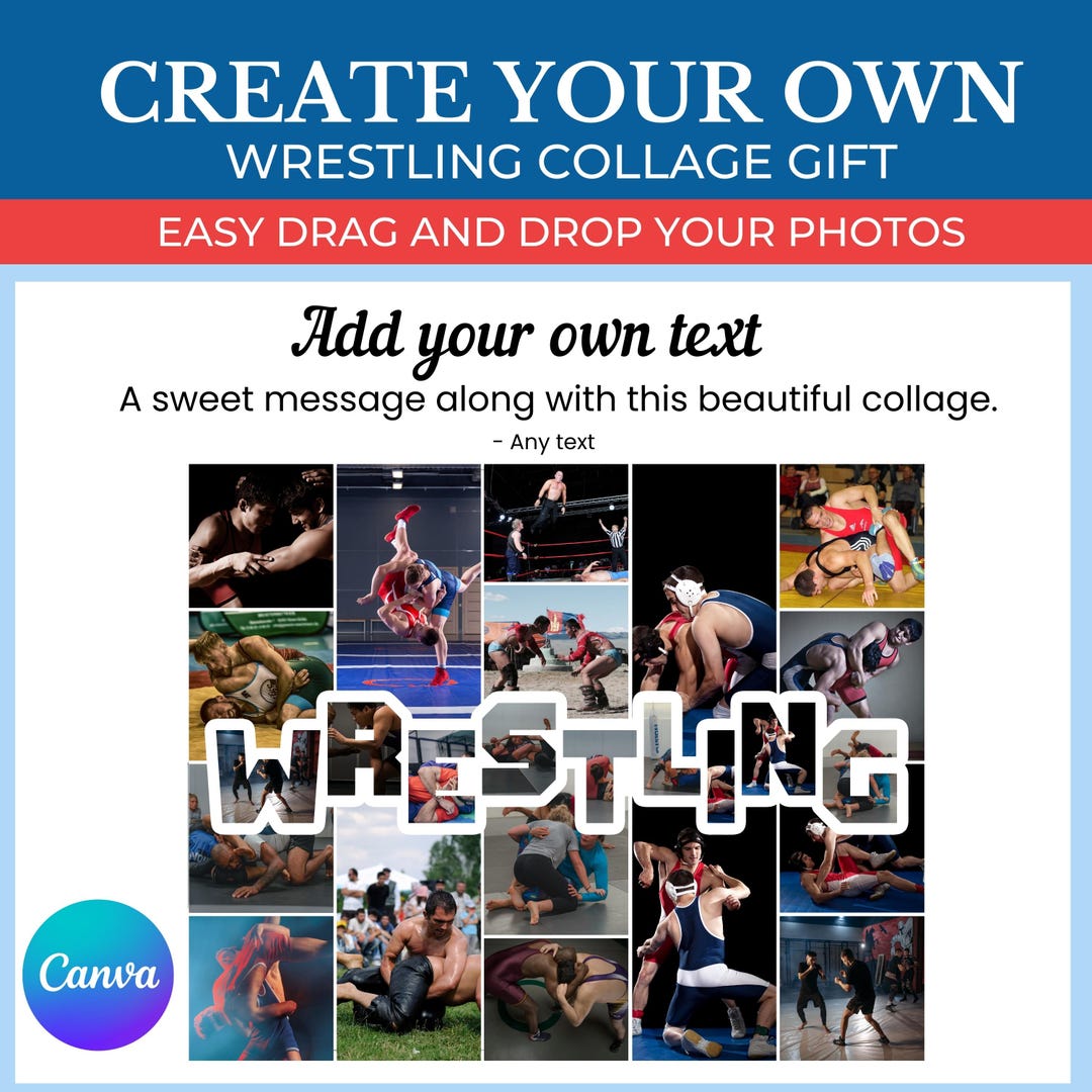 Wrestling Gift Collage Template | Editable Collage for Wrestling Fans ...