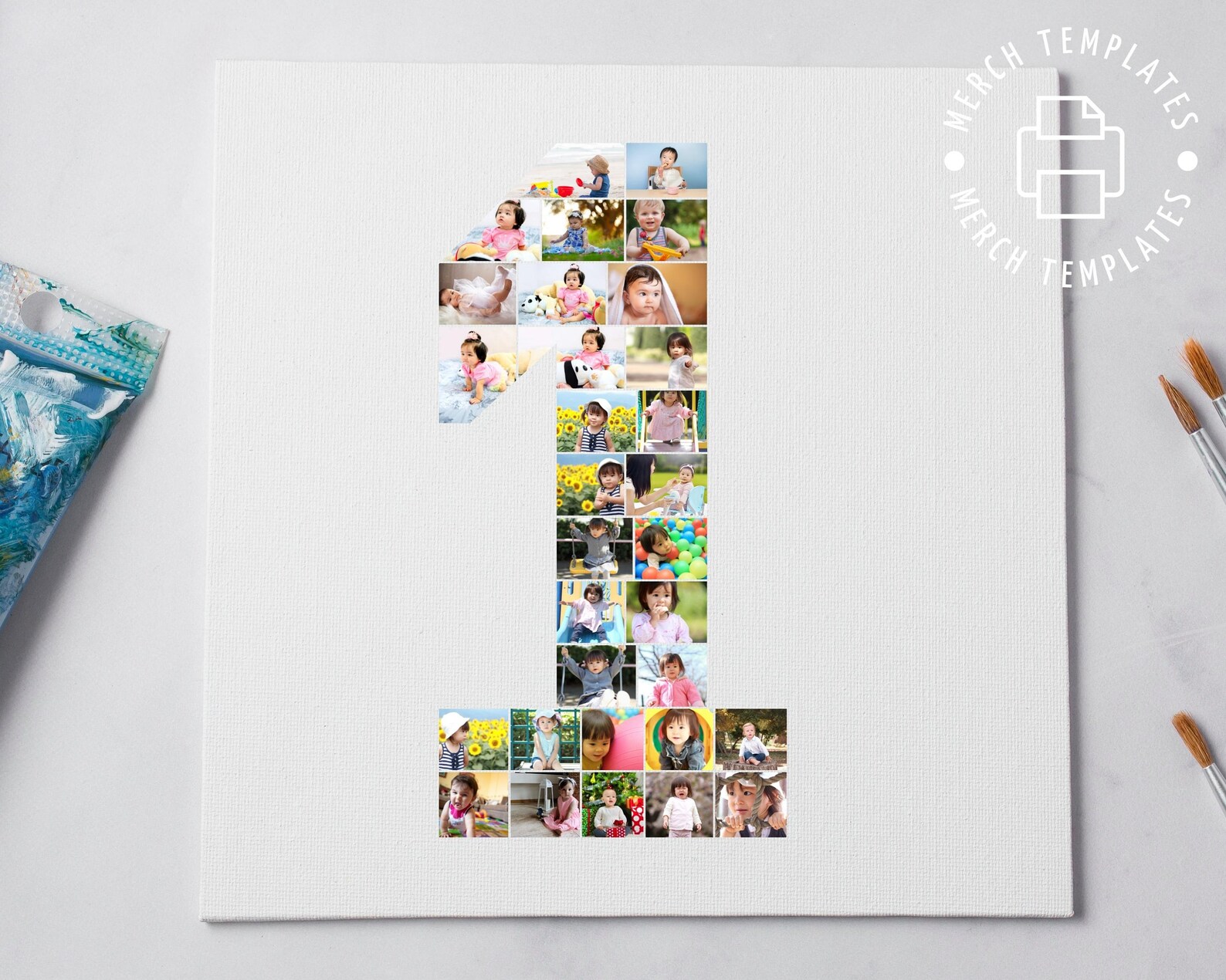 1st Number Collage Frame | 1 Collage Frame Canva Editable | 1st ...