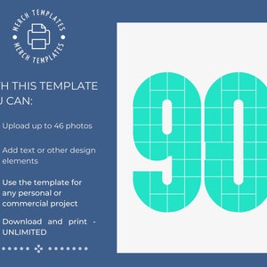 PRINTABLE 90 Number Collage Frame | 90 Collage Frame Canva Editable ...