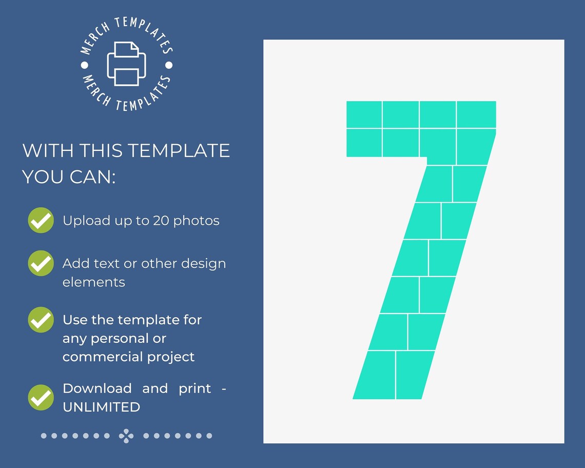 7th Number Collage Frame | 7 Collage Frame Canva Editable | 7th ...