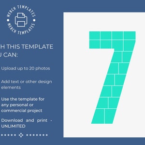 7th Number Collage Frame 7 Collage Frame Canva Editable 7th Birthday ...