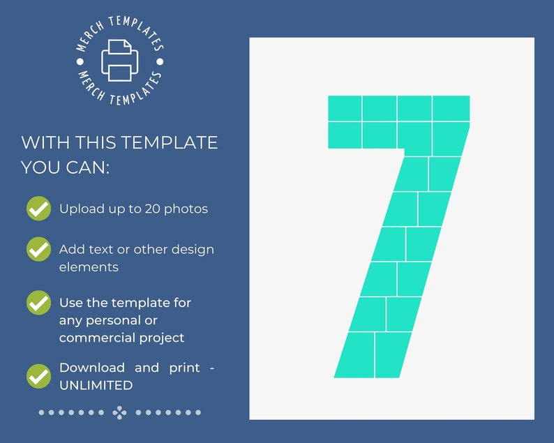 7th Number Collage Frame | 7 Collage Frame Canva Editable | 7th ...