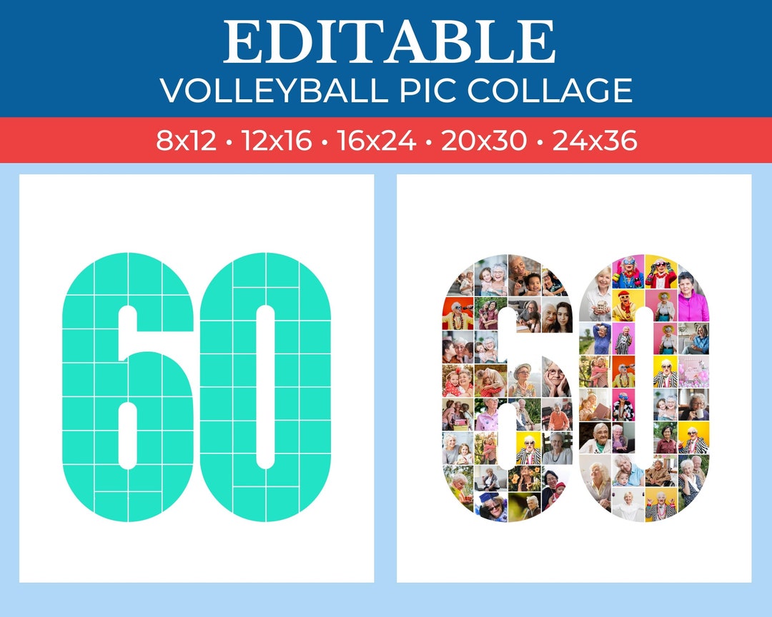 PRINTABLE 60 Number Collage Frame | 60 Collage Frame Canva Editable ...