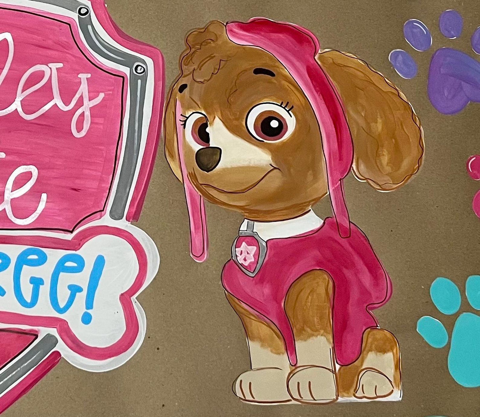 Hand Painted Skye Pup Patrol Birthday Banner: Kraft Paper Party Decor ...