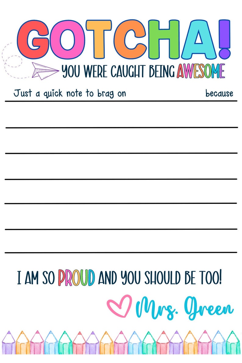 Personalized GOTCHA Notepads, Personalized Teacher Notepads, Positive ...