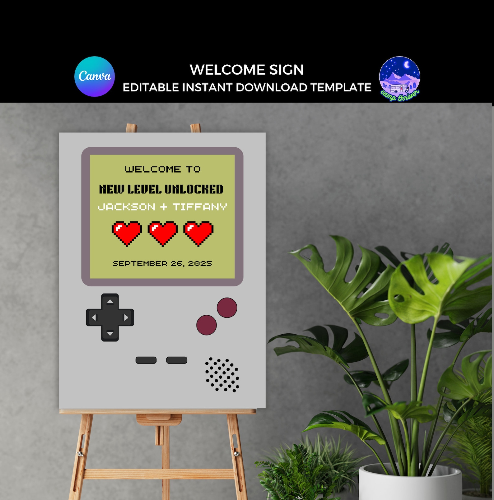 Video Game Welcome Sign, Gamer Welcome Sign, Nerdy Wedding Sign, Retro ...