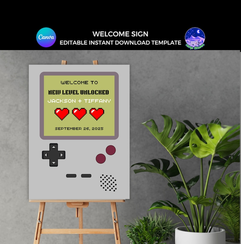 Video Game Welcome Sign, Gamer Welcome Sign, Nerdy Wedding Sign, Retro ...