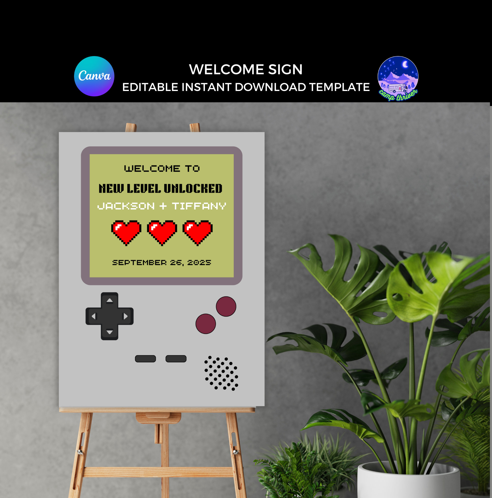 Video Game Welcome Sign, Gamer Welcome Sign, Nerdy Wedding Sign, Retro ...