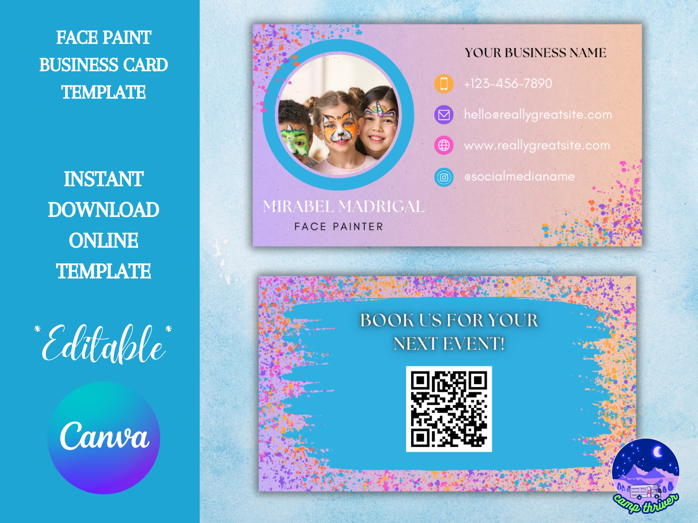 Face Paint Business Card Face Painting Business Card Face - Etsy