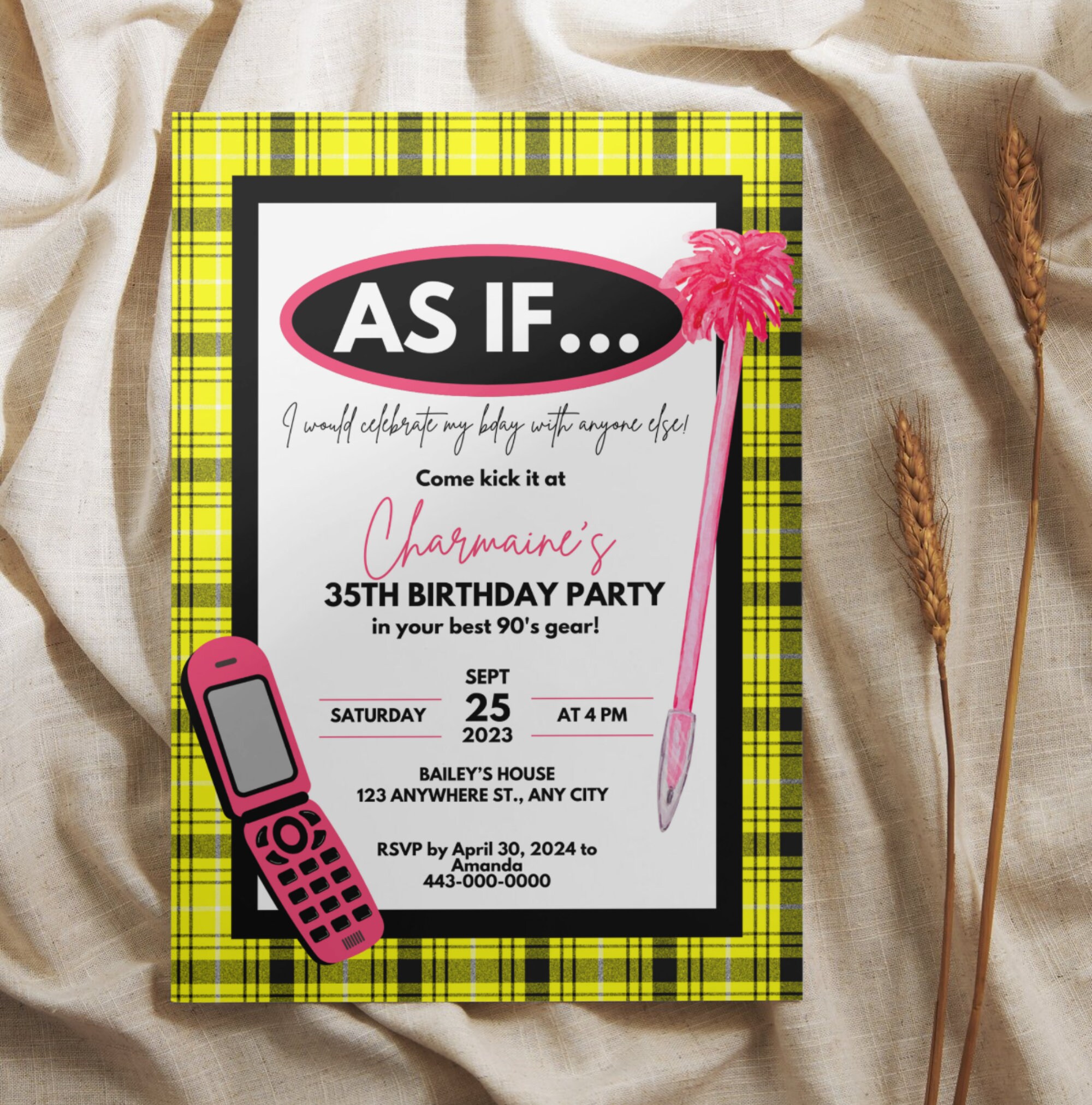 90s Birthday Party Invitation, Clueless Birthday Invite, Clueless ...