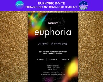 Euphoria Invitation for Euphoria Birthday Party (Instant Download) - Etsy