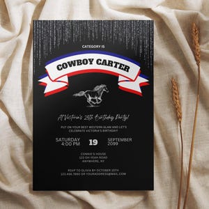 Cowboy Carter Birthday Invitation: Western Bachelorette Party, Hoedown ...