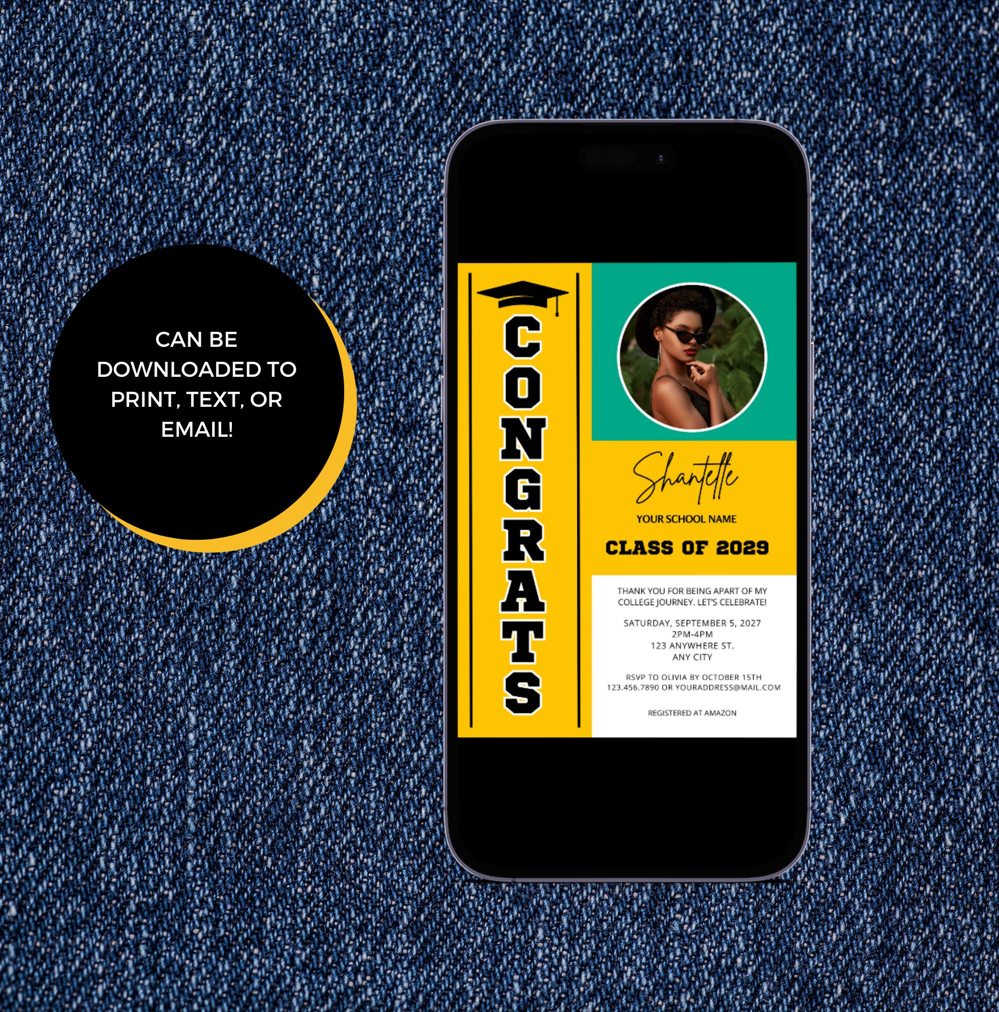 HBCU Graduation Invitation Template: Green & Yellow (digital Download ...