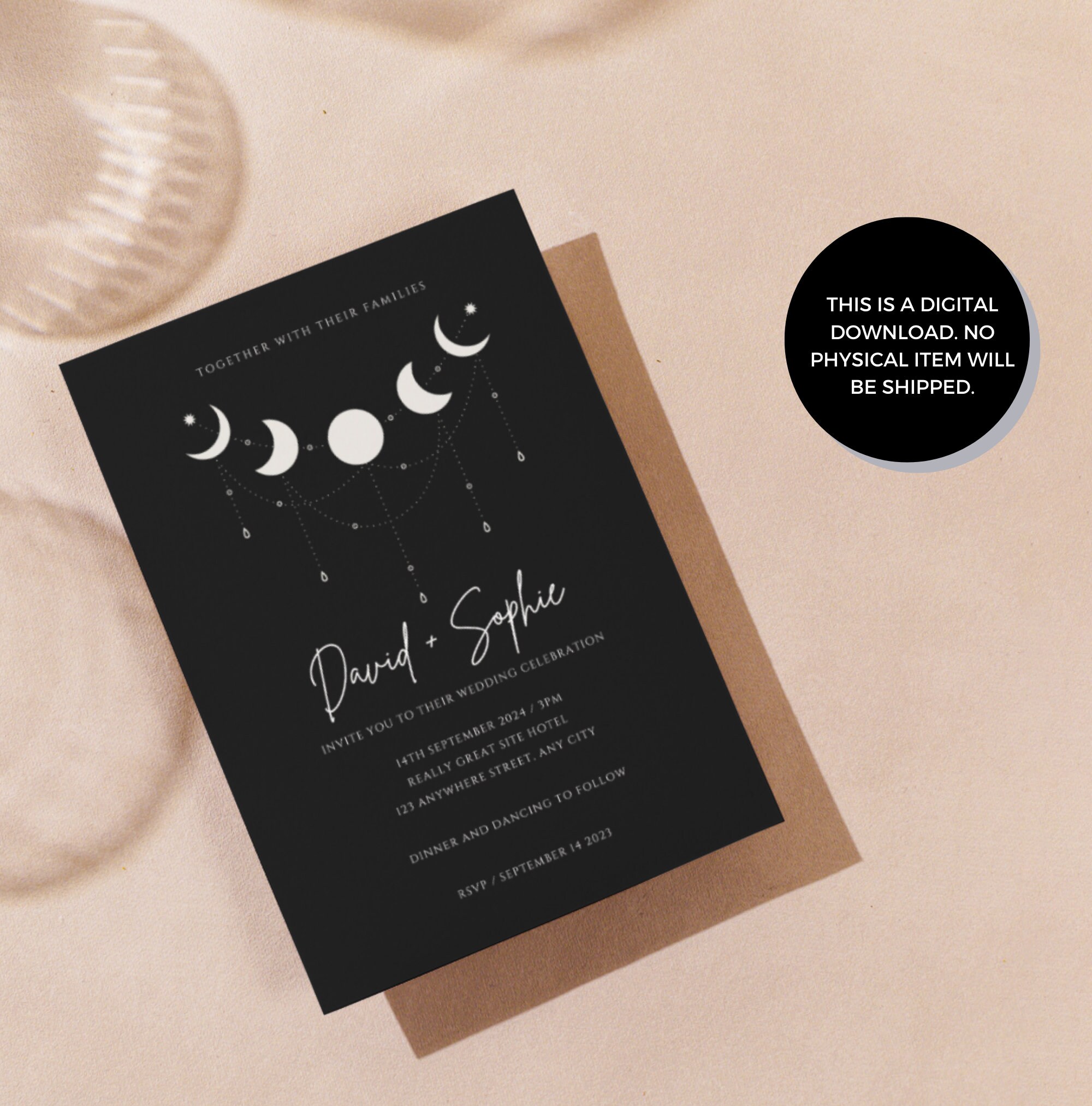 Moon Phase Wedding Invitation, Constellation Wedding Invitation, Zodiac ...