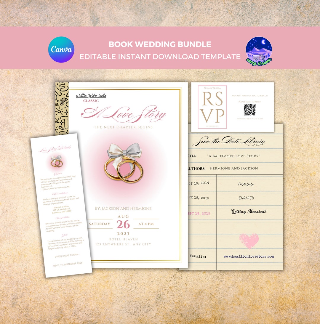 Storybook Wedding Invitation, Nerdy Wedding Invitation, Library Wedding ...