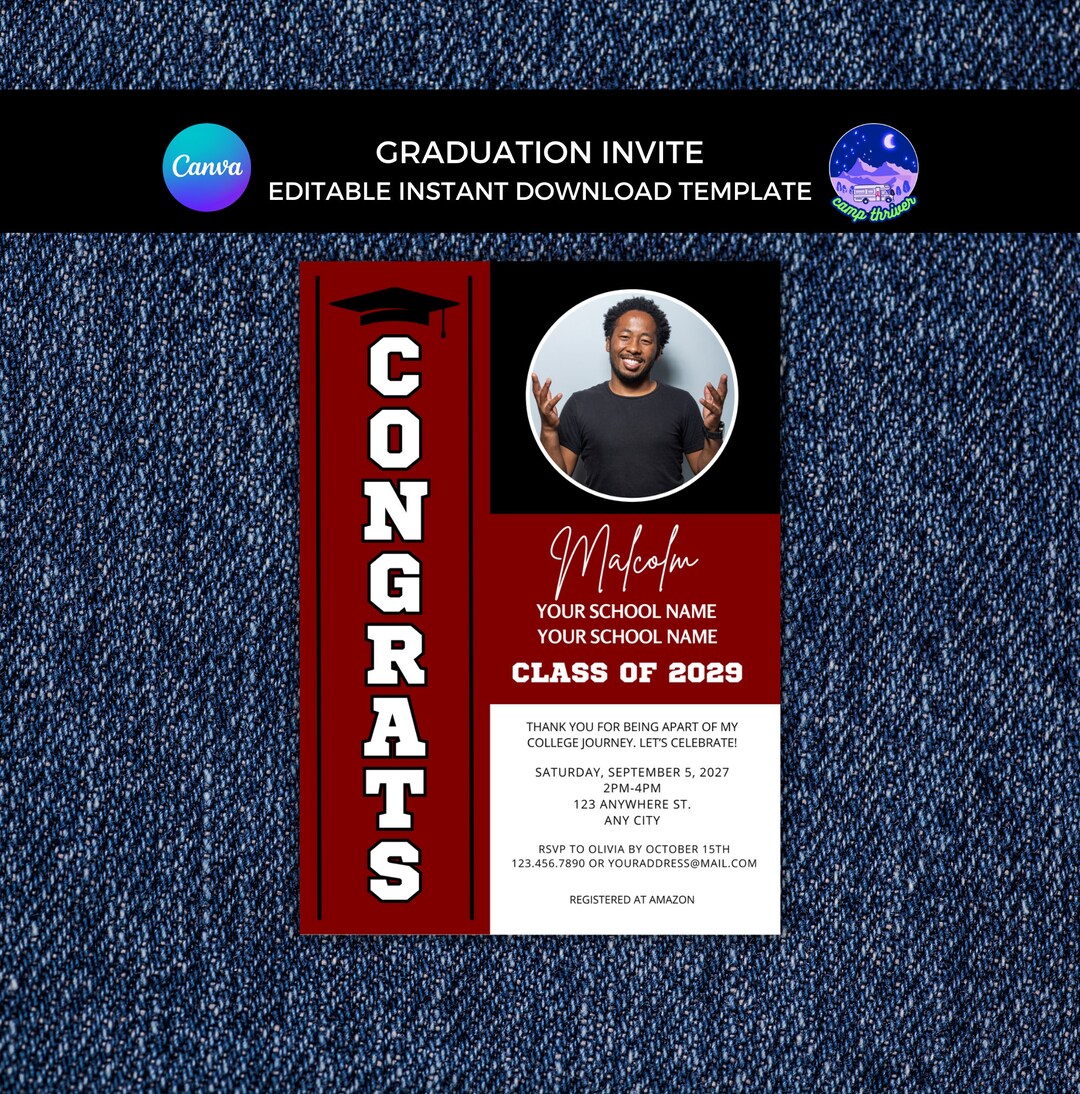 HBCU Graduation Invitation Maroon And White Graduation Invite HBCU Graduation Invitation Maroon And White Graduation Invite