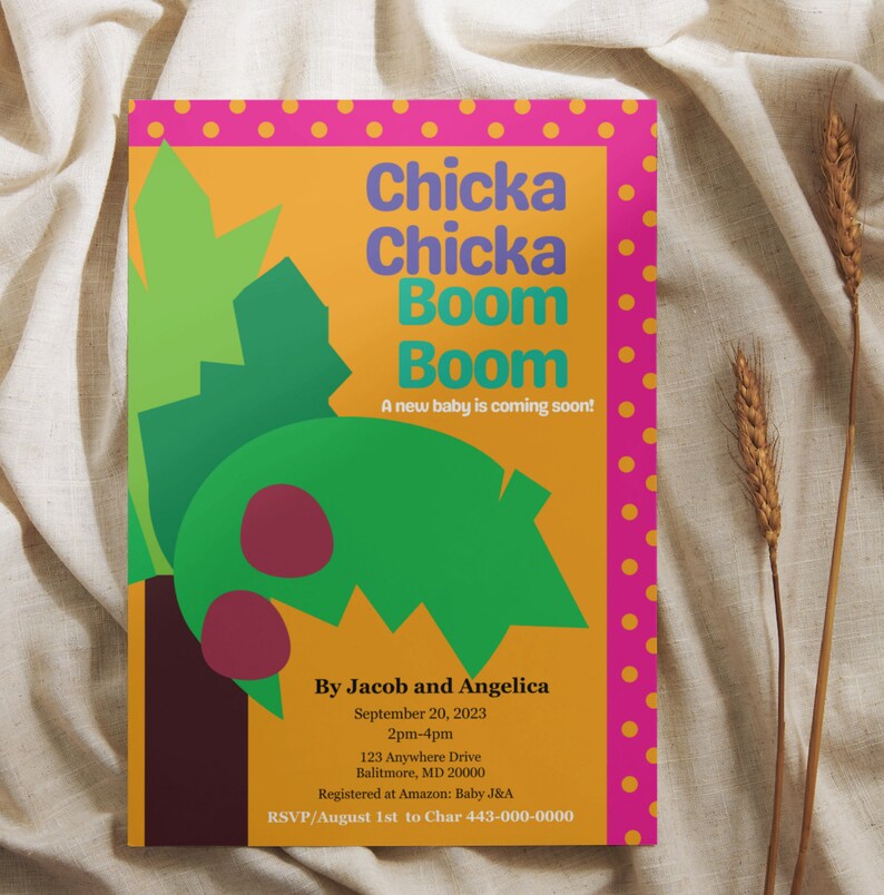 Chicka Chicka Boom Boom Invite, Storybook Invitation, Book Baby Shower ... Chicka Chicka Boom Boom Invite, Storybook Invitation, Book Baby Shower ...
