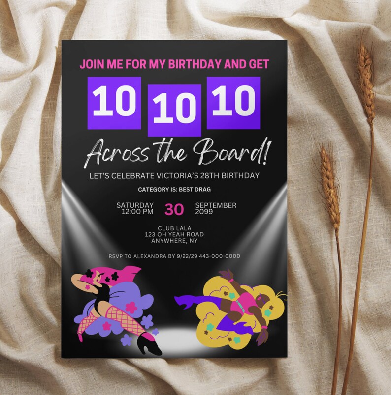 Drag Queen Birthday Invitation Template: Drag Brunch, Ballroom Party ...
