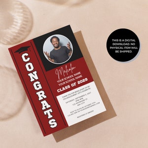 HBCU Graduation Invitation, Maroon and White Graduation Invite ...