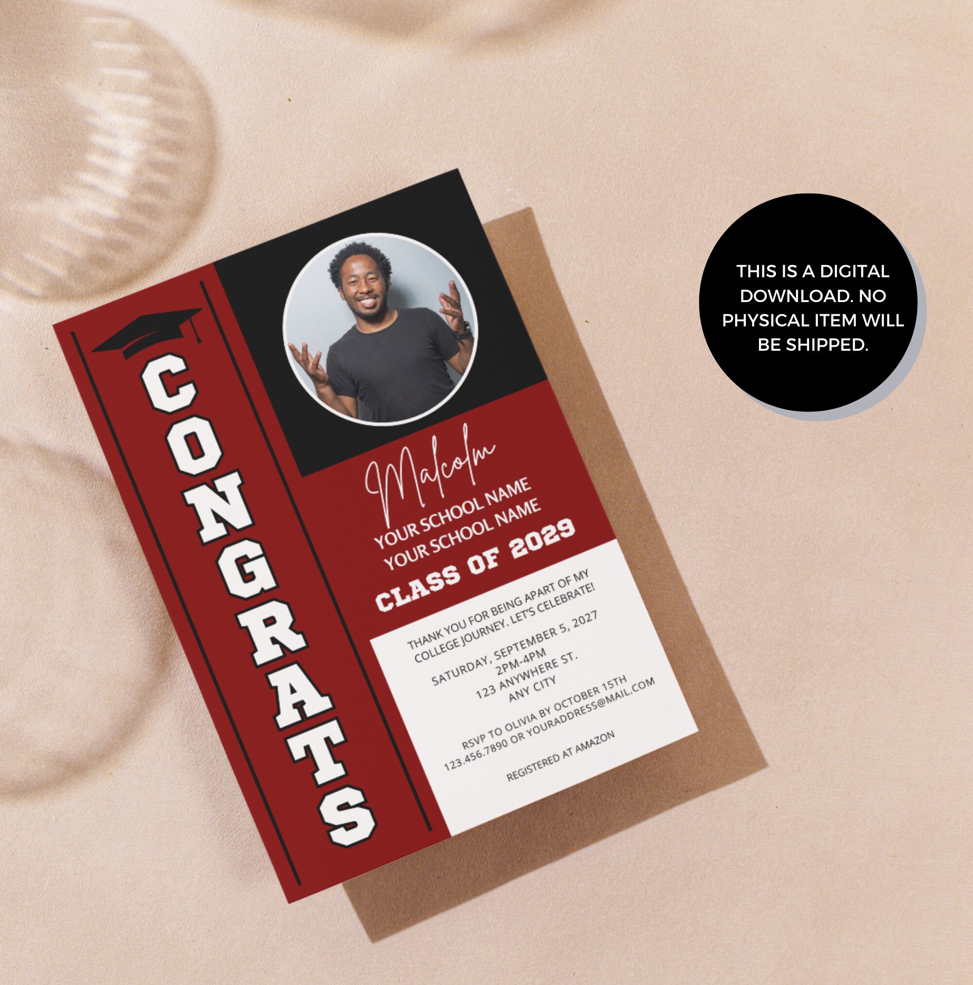 HBCU Graduation Invitation, Maroon and White Graduation Invite ...