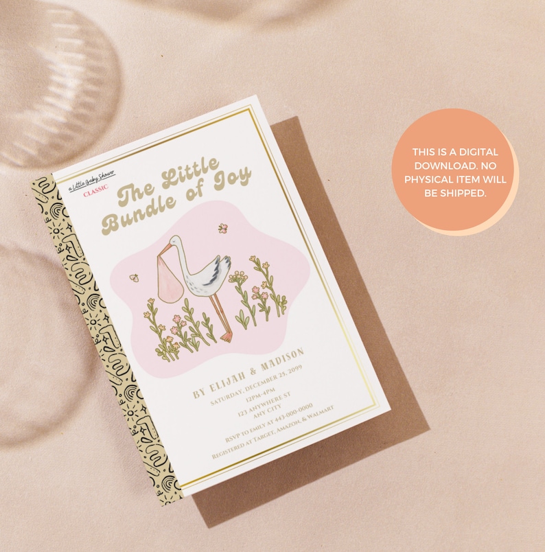 Little Golden Book Baby Shower Invitation, Stork Invitation, Storybook ...