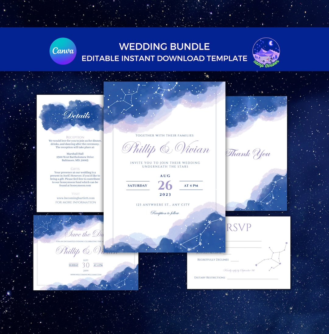 Constellation Wedding Invitation, Astrology Wedding Invitation, Zodiac ...