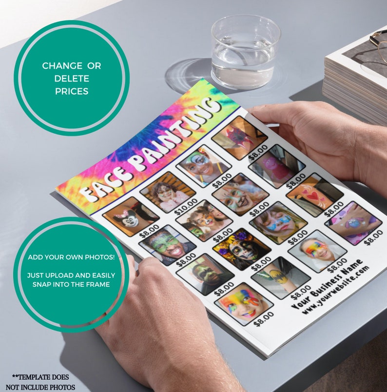 Face Painting Sign, Face Painting Sign Template, Face Paint Price List ...