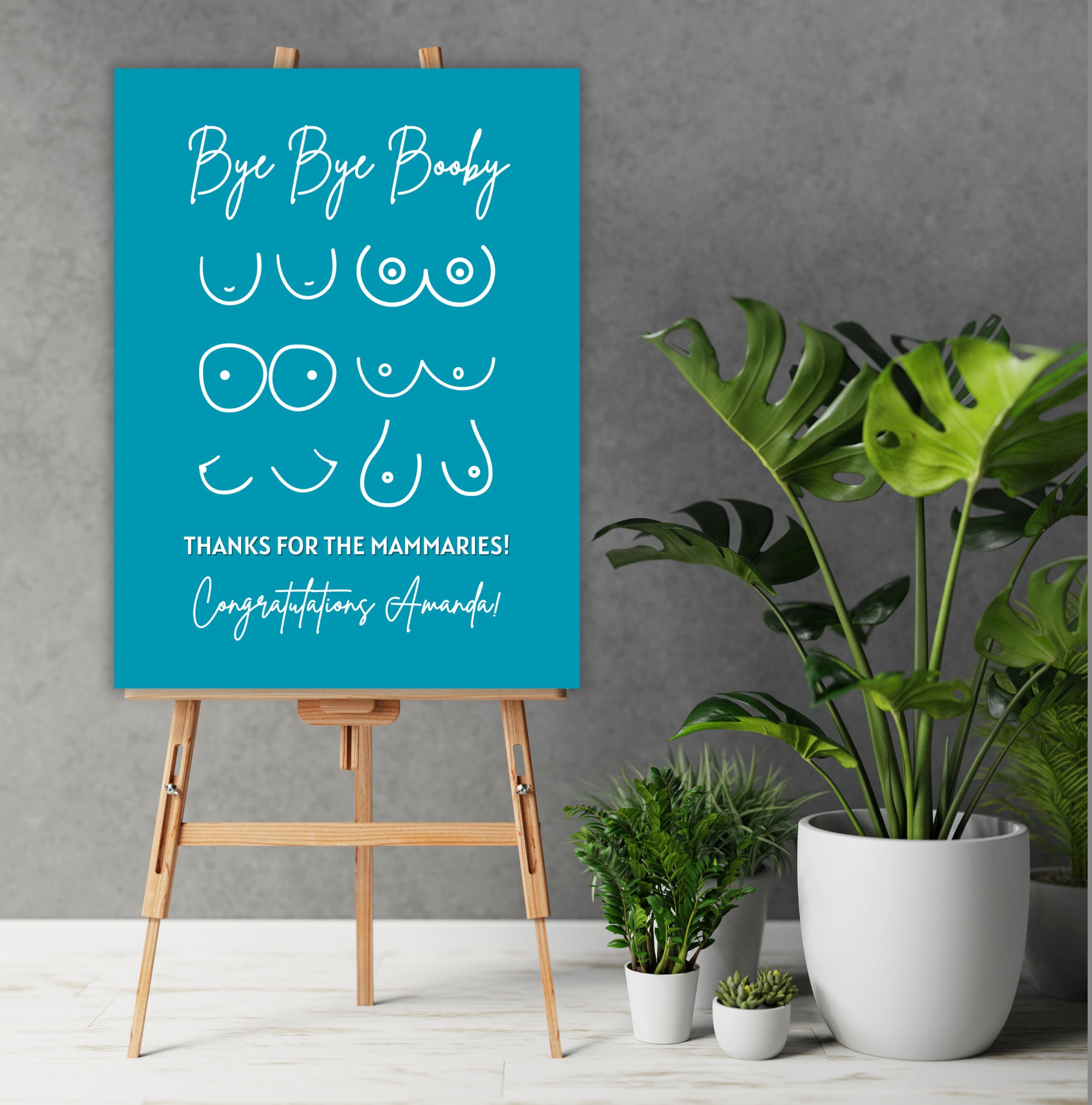 Breast Cancer Party Sign, Breast Cancer Welcome Sign, Bye Bye Boobies ...