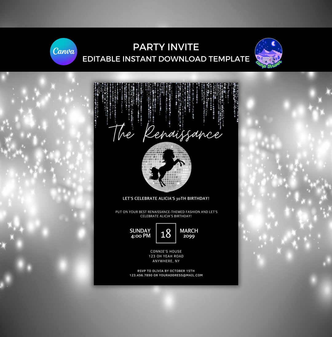 Renaissance Birthday Invitation, Hip Hop Birthday, Renaissance Birthday ...