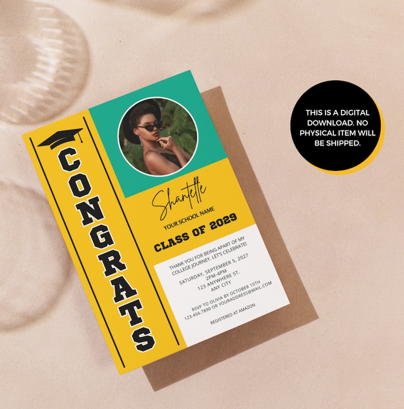 HBCU Graduation Invitation Template: Green & Yellow (digital Download ...