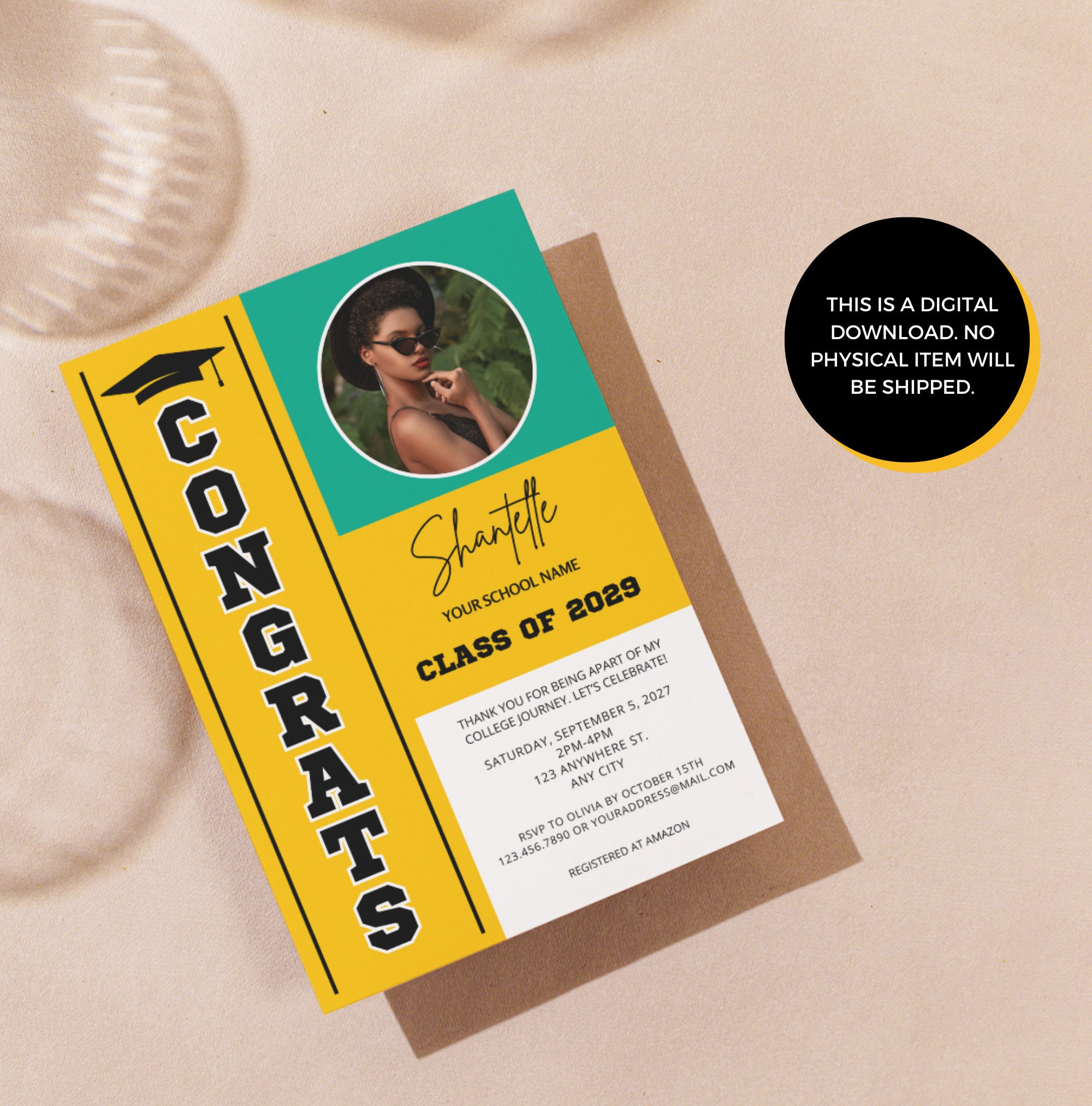 HBCU Graduation Invitation Template: Green & Yellow (digital Download ...