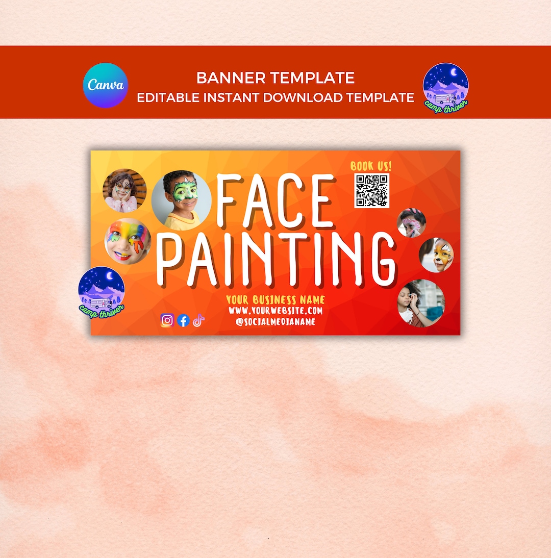 Face Painting Banner, Colorful Face Painting Sign, Face Paint Flyer ...