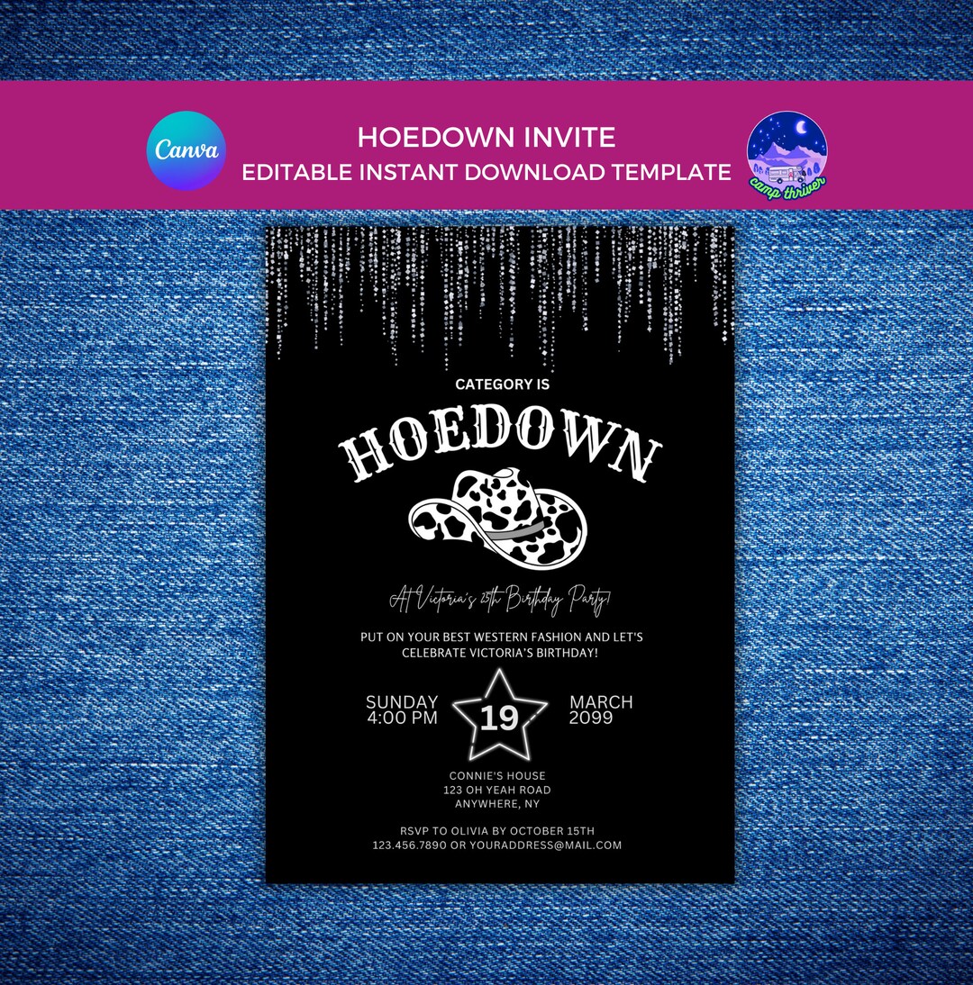Hoedown Birthday Invitation: Cowboy Carter Theme, Western Bachelorette ...