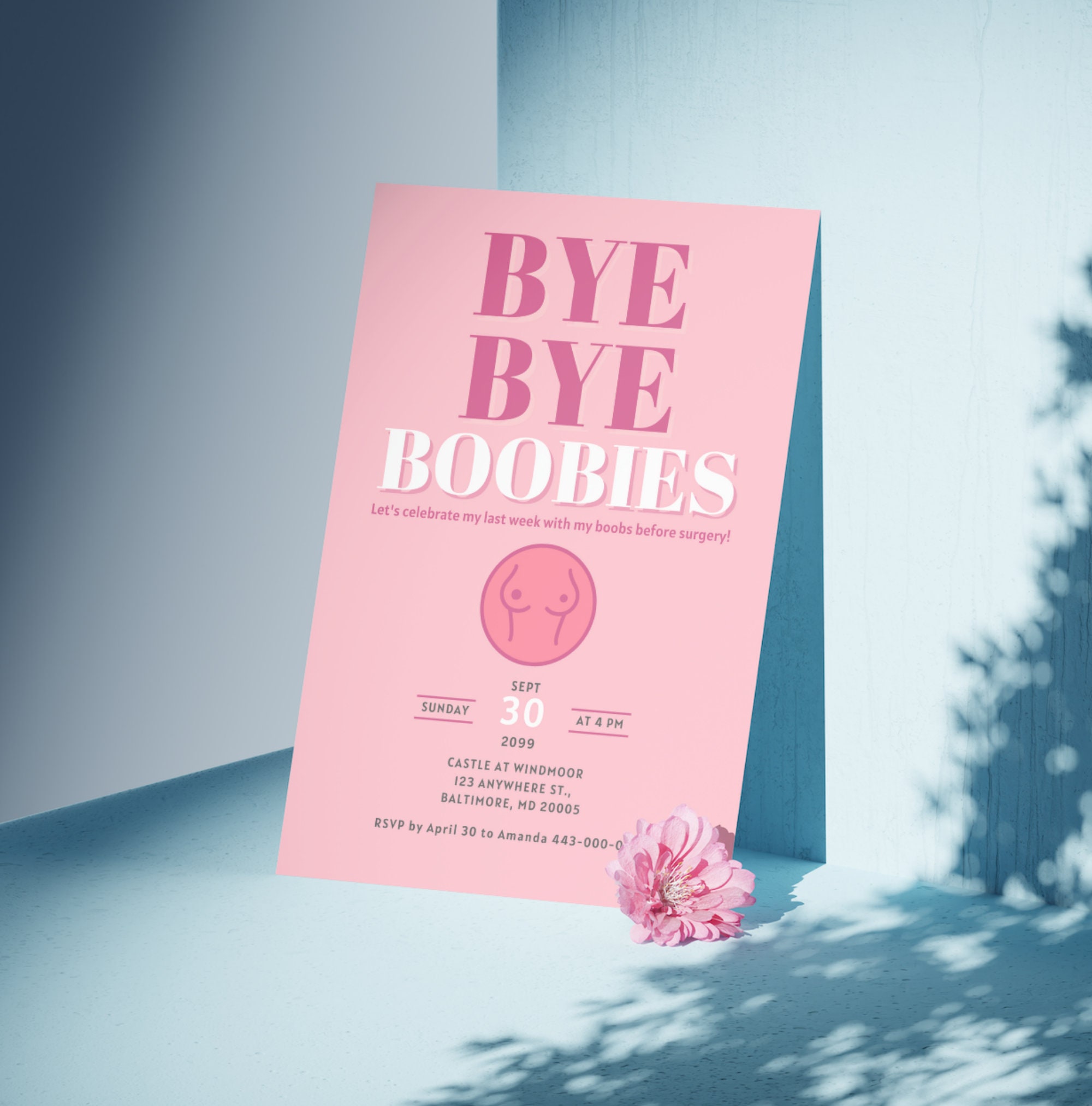 Bye Bye Boobies Party Invitation, Breast Cancer Survivor Template - Etsy