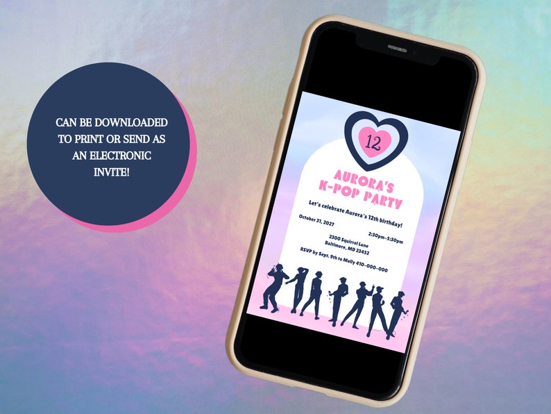 K Pop Invitation, K Pop Invite, K-pop Birthday Party Invitation, K-pop ...