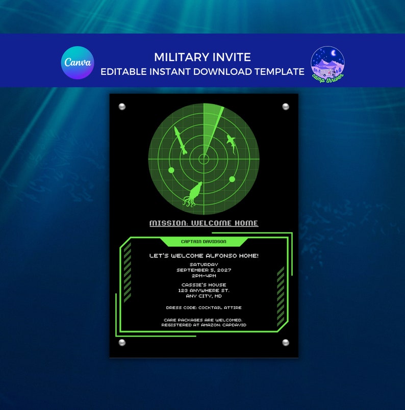 Radar Party Invitation, Boot Camp Invitation, Military Retirement ...