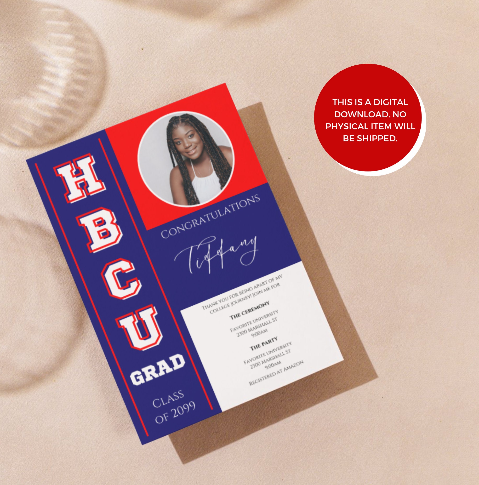 HBCU Graduation Invitation Template: Red and Blue (digital Download) - Etsy