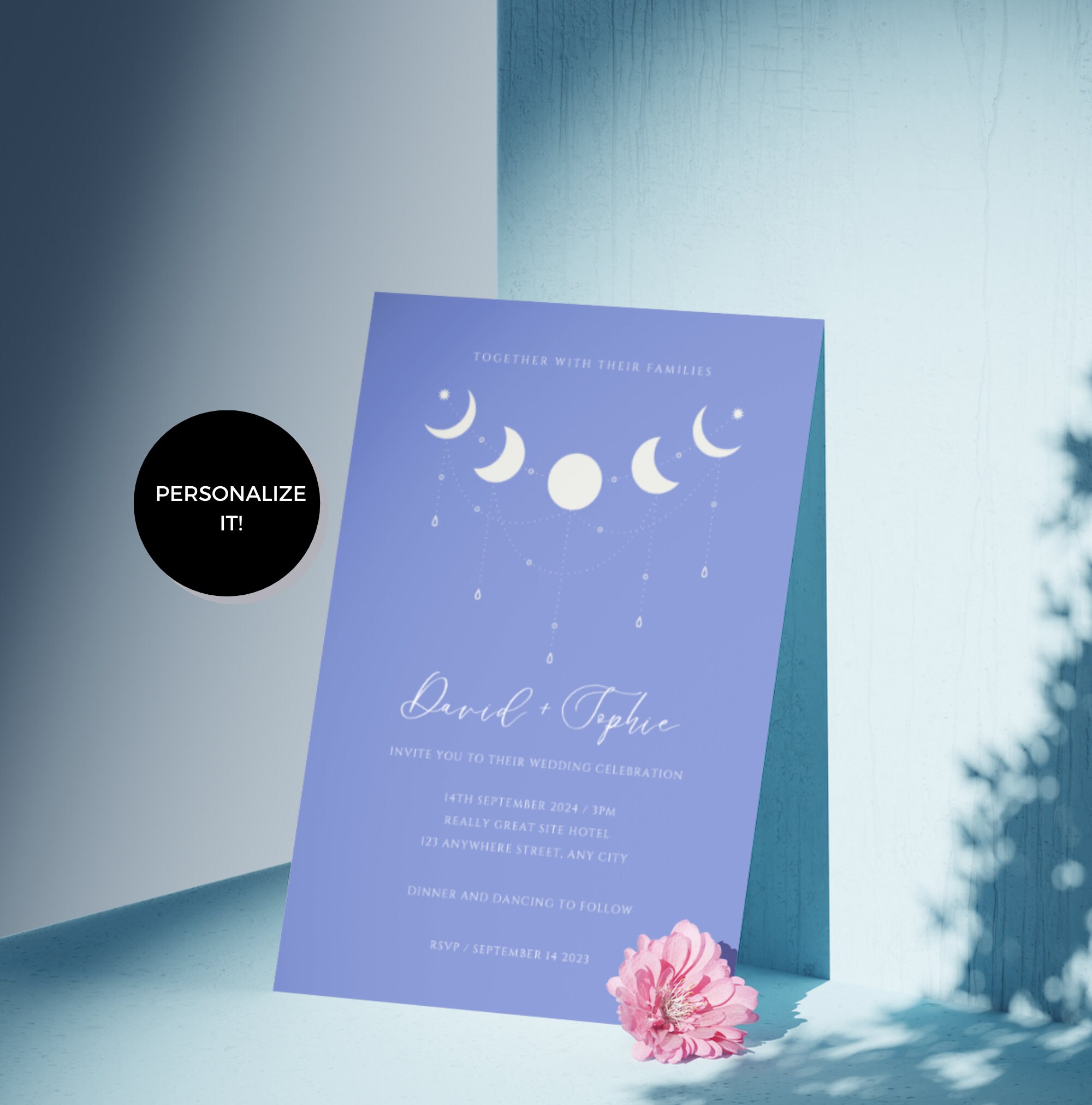Moon Phase Wedding Invitation, Constellation Wedding Invitation, Zodiac ...