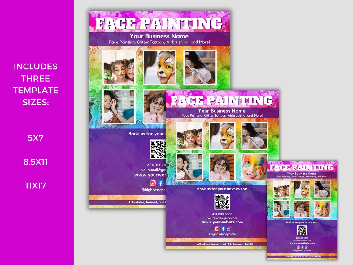 Face Painting Flyer, Face Painting Sign, Face Paint Flyer Template ...