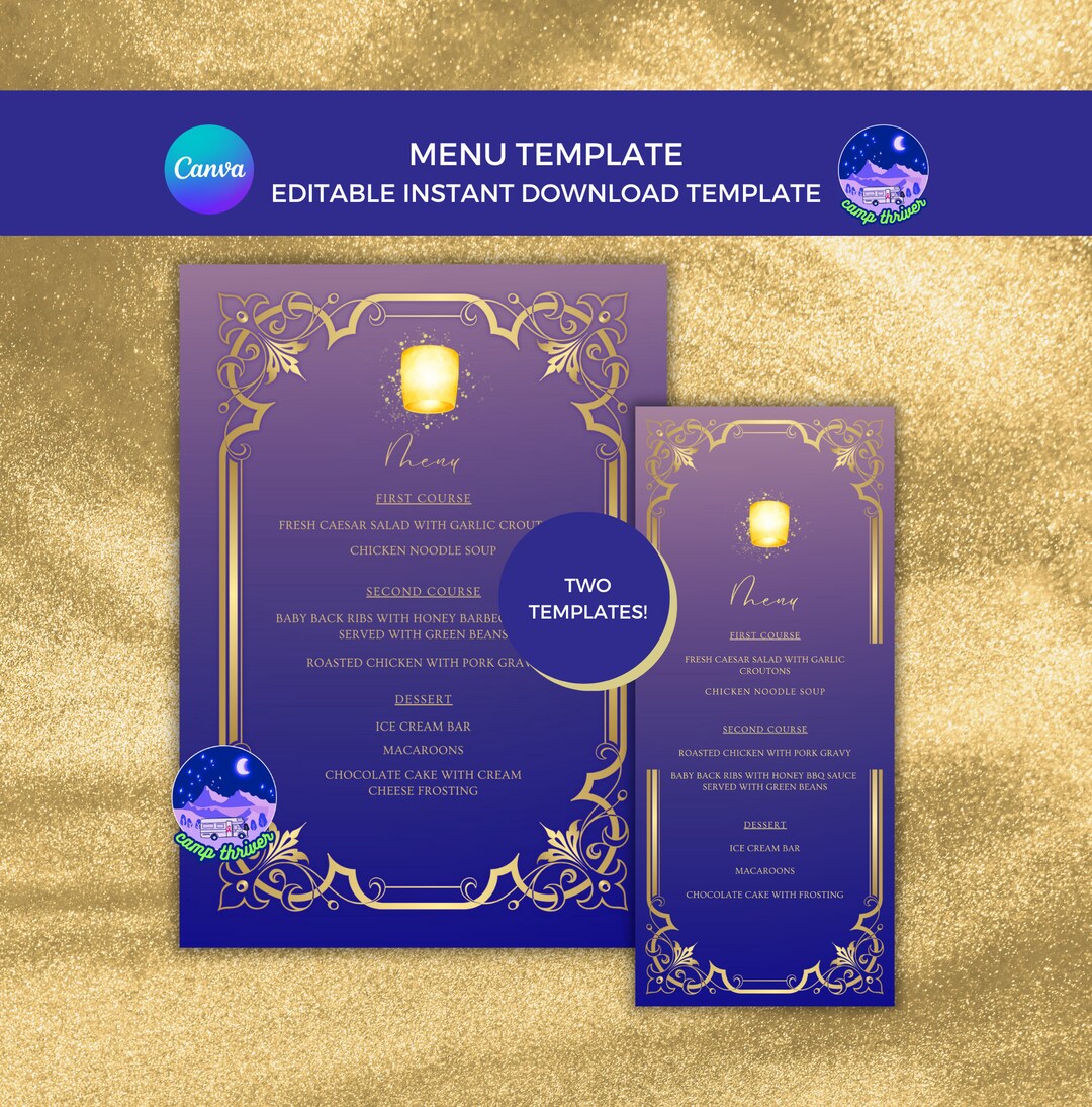Fairytale Menu Template: Floating Lantern Princess Quinceanera, Sweet ...