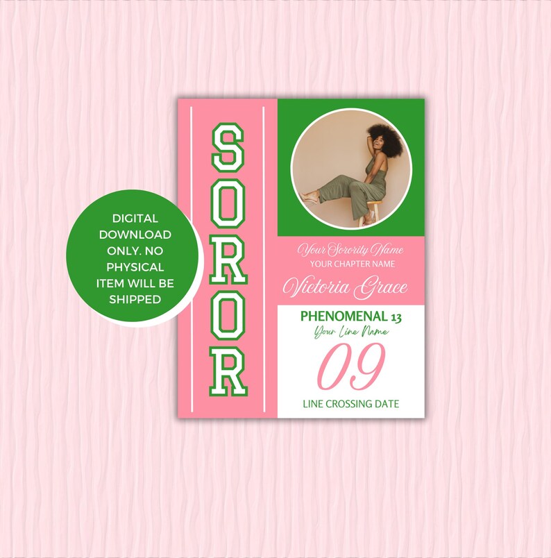 Printable Sorority Sign: Pink and Green Sorority Decorations, Probate ...