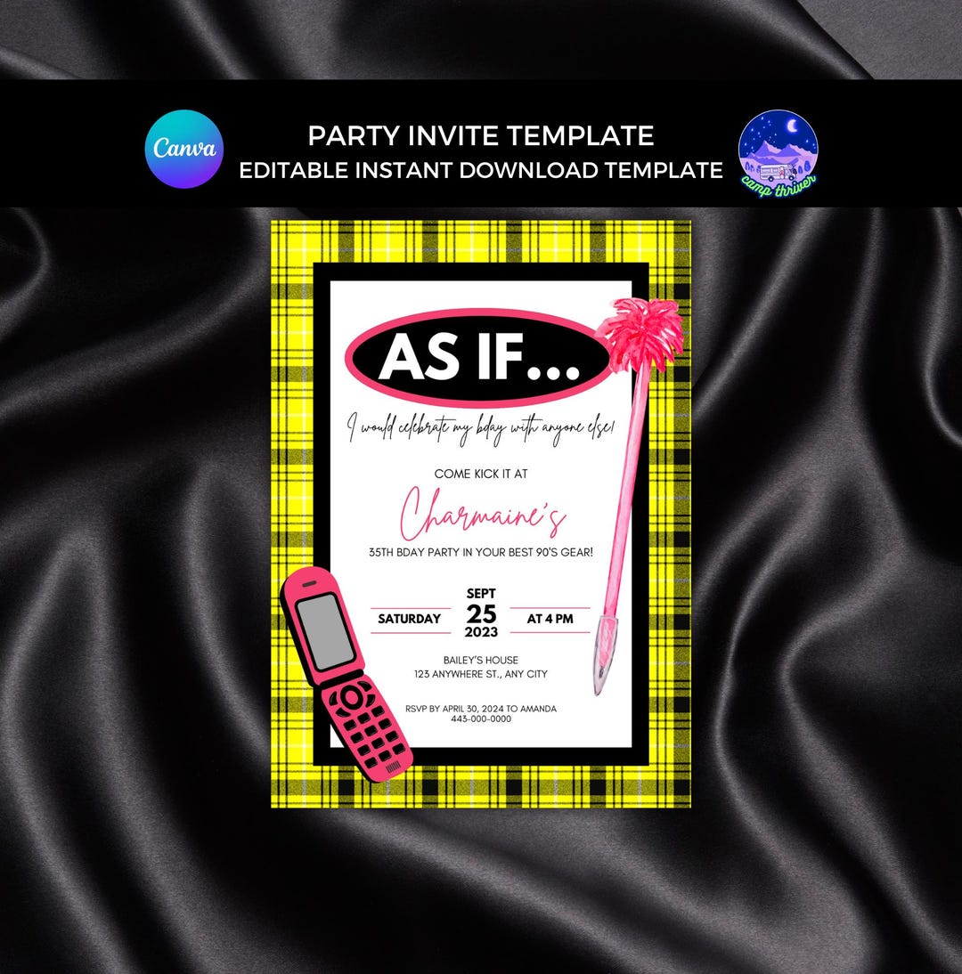 90s Birthday Party Invitation, Clueless Birthday Invite, Clueless ...