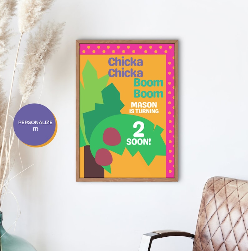 Chicka Chicka Boom Welcome Sign, Storybook Birthday Party Theme Canva ...