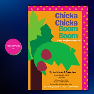 Chicka Chicka Boom Boom Invite, Storybook Invitation, Book Baby Shower ...