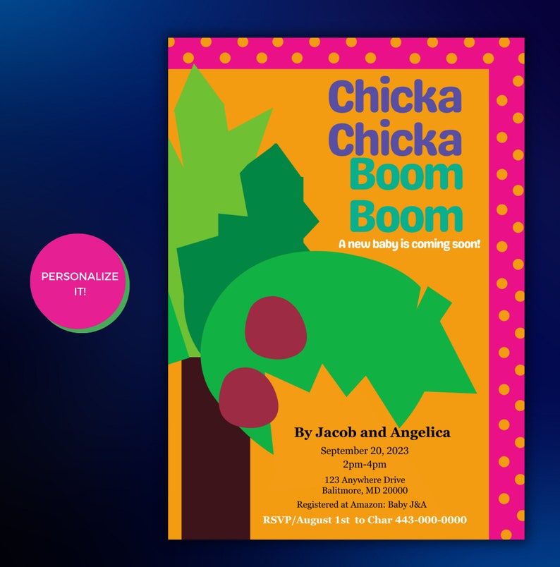 Chicka Chicka Boom Boom Baby Shower Invitation Template (digital ...