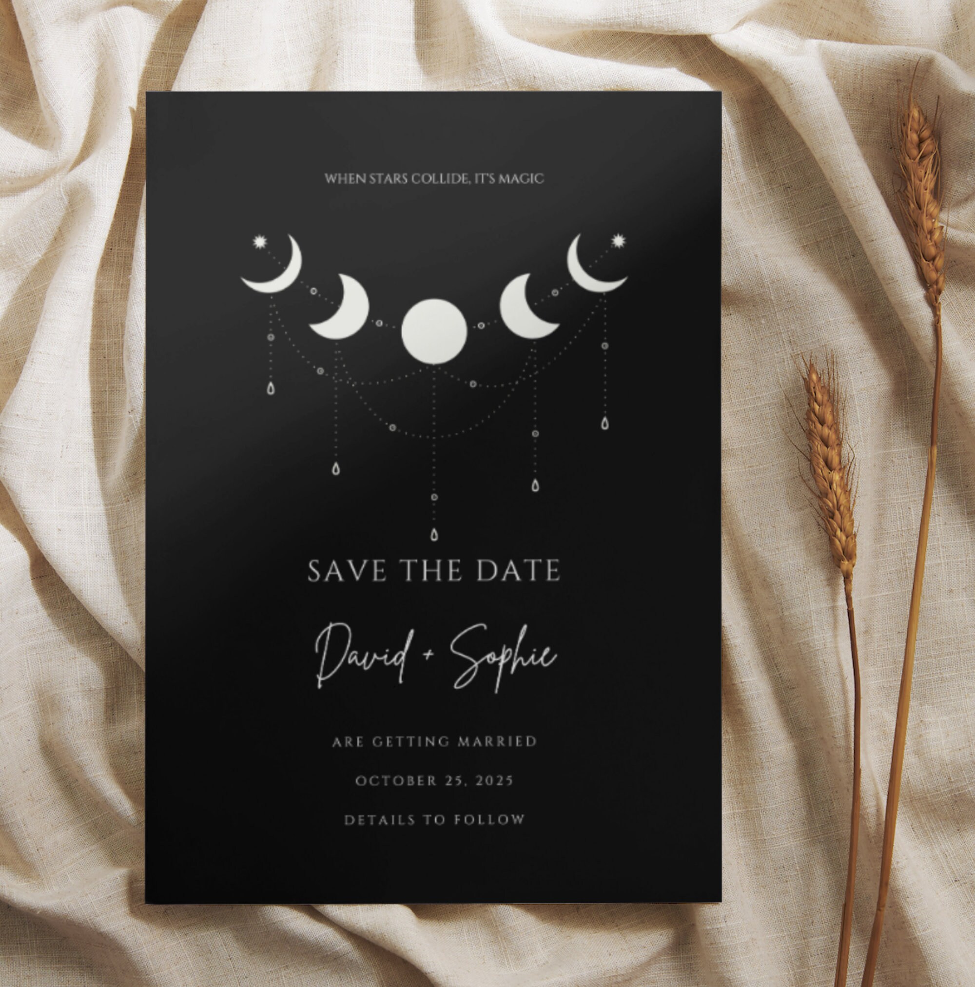 Moon Phase Wedding Invitation, Constellation Wedding Invitation, Zodiac ...