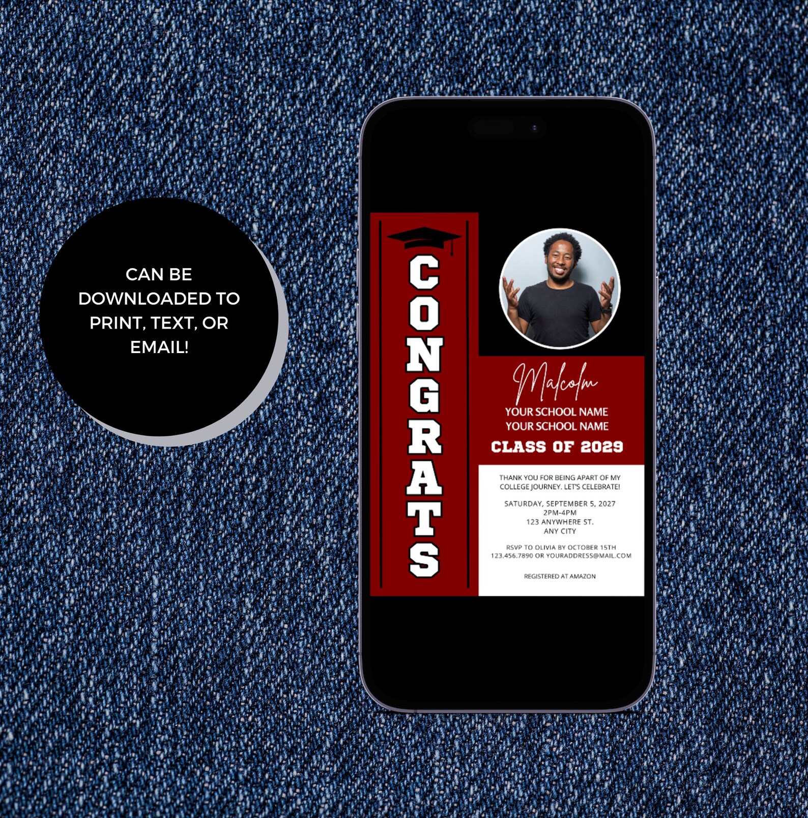 HBCU Graduation Invitation, Maroon and White Graduation Invite ...