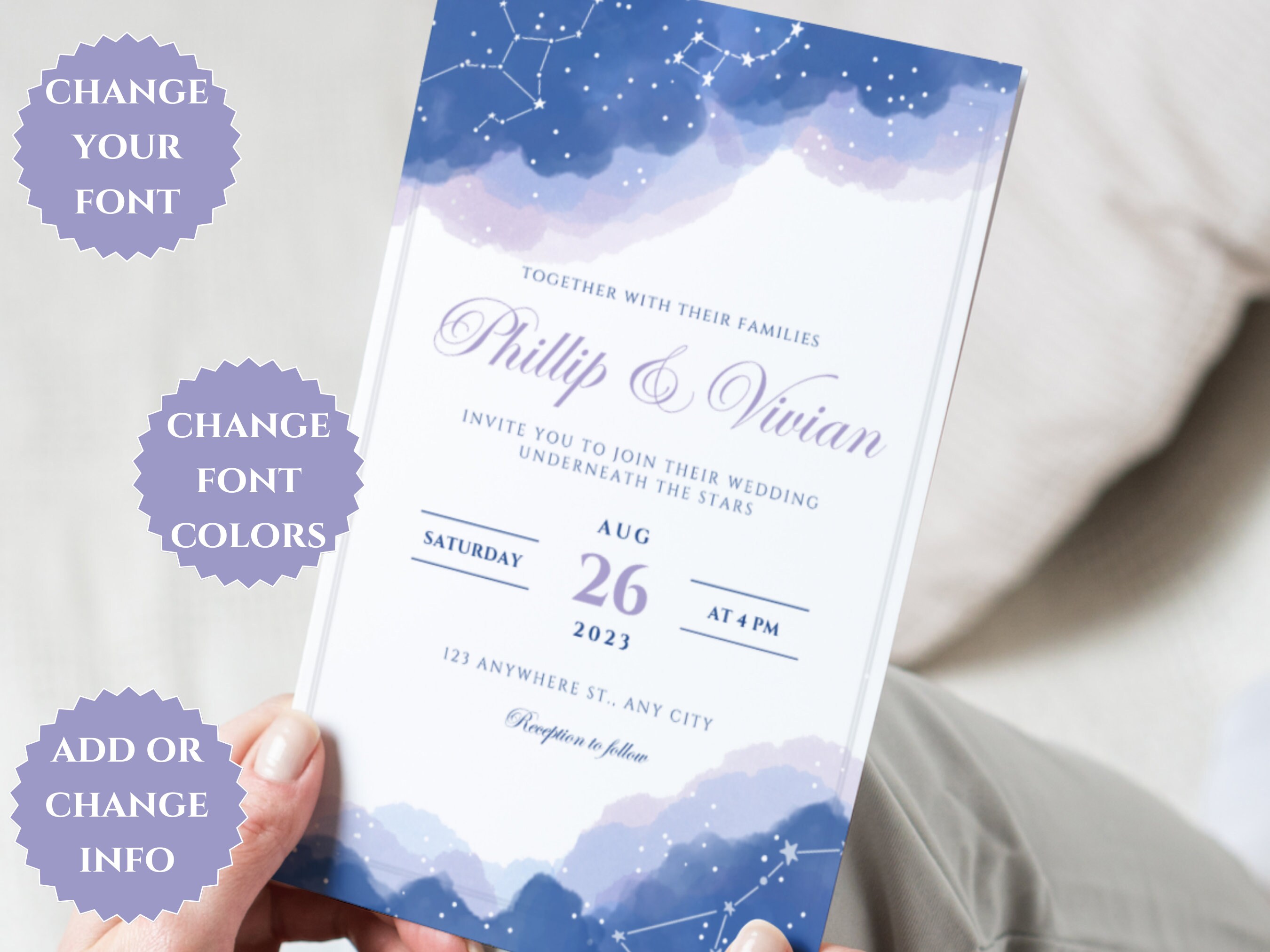 Constellation Wedding Invitation, Astrology Wedding Invitation, Zodiac ...