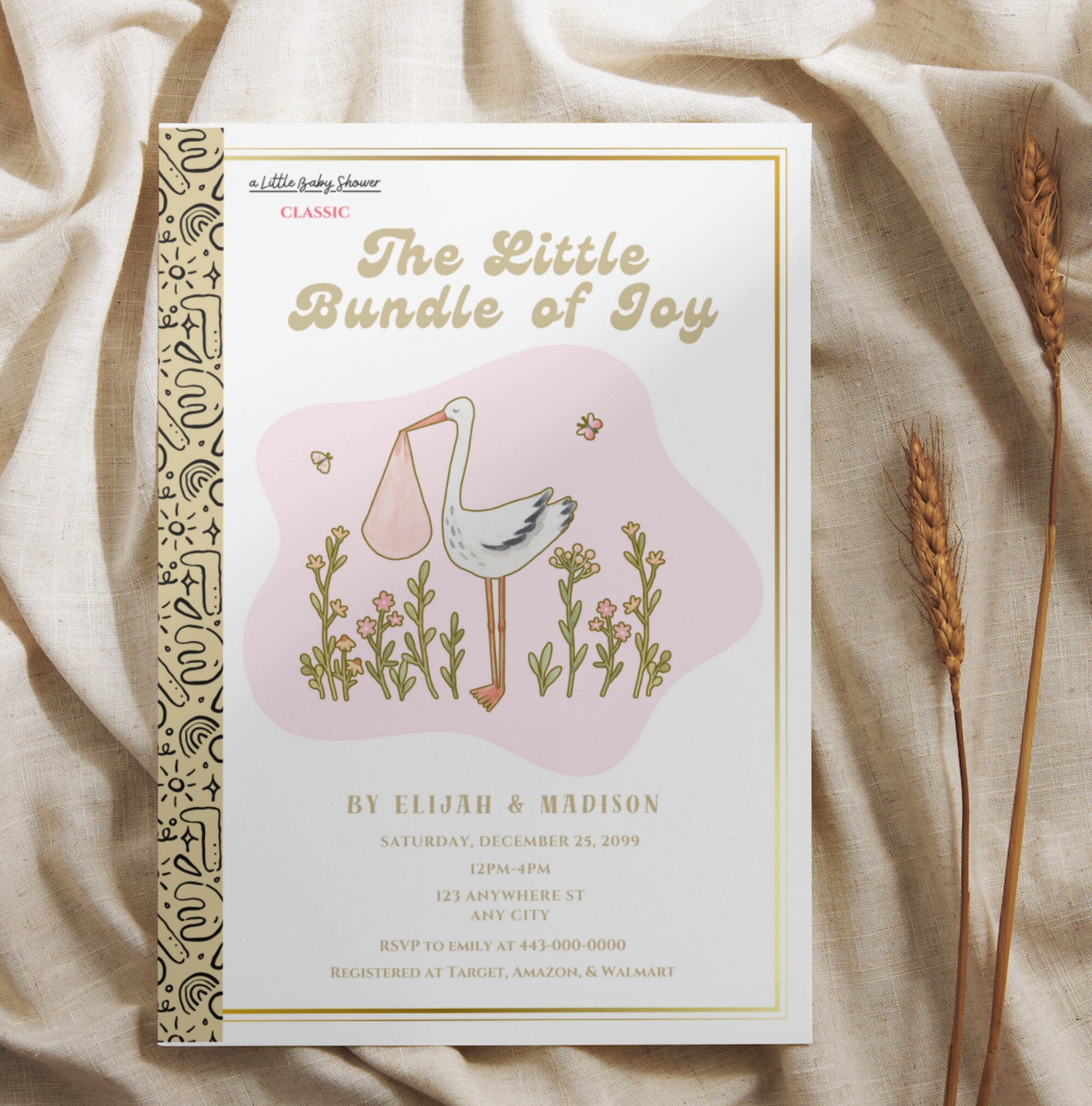 Little Golden Book Baby Shower Invitation, Stork Invitation, Storybook ...