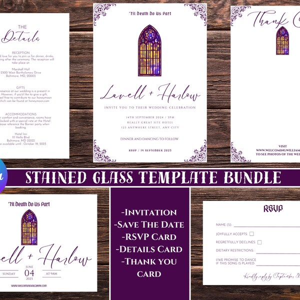 Stained Glass Wedding Invitation Template - Etsy